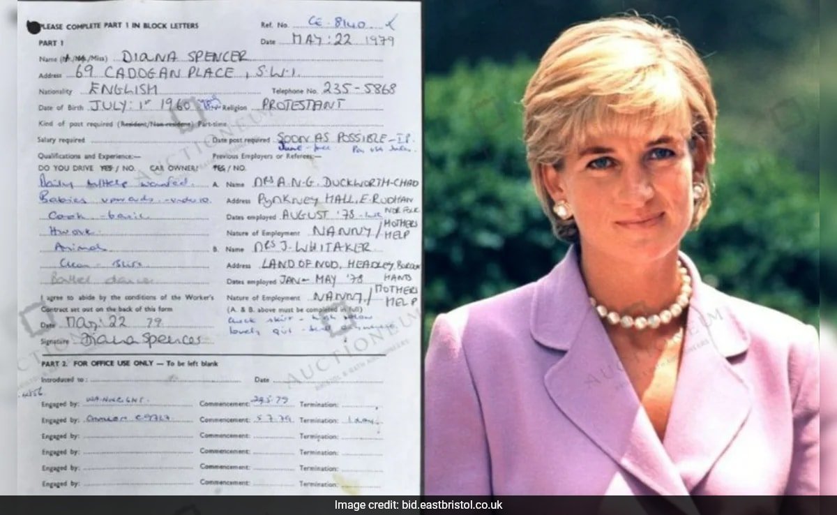 Princess Diana's First Job Application: 17-Year-Old's Contract with ...